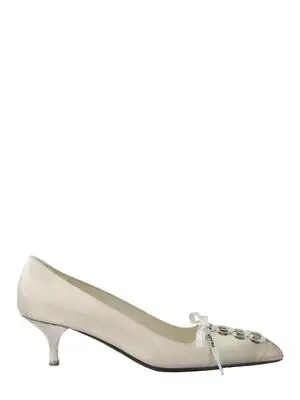 Prada Prada Antiqued Leather Lace-Up Pumps Neutrals