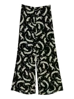 FORTE_FORTE Leopard Print Velvet-effect Wide Leg Trousers - Black