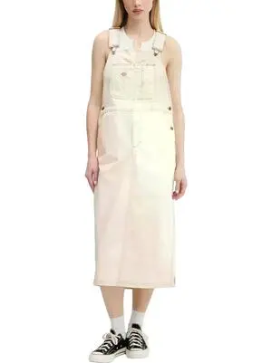 Dickies Patch-pocket Denim Pinafore Dress - Neutrals