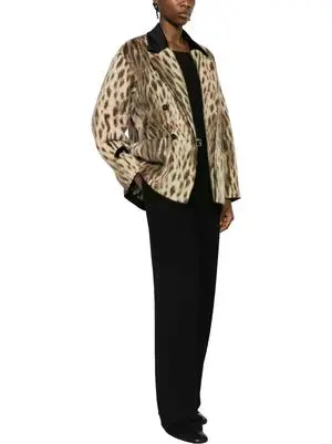 FORTE_FORTE Leopard-print Double-breasted Coat - Neutrals