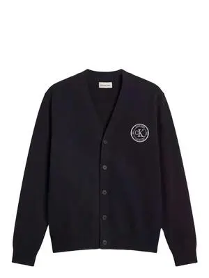 CALVIN KLEIN Calvin Klein Logo Patch V-Neck Cardigan