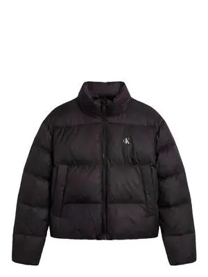 Calvin Klein Quilted Hooded Jacket With Logo Detail - Black