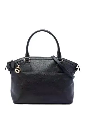 Gucci 2016-2026 Medium Calfskin Gg Charm Dome Satchel - Black