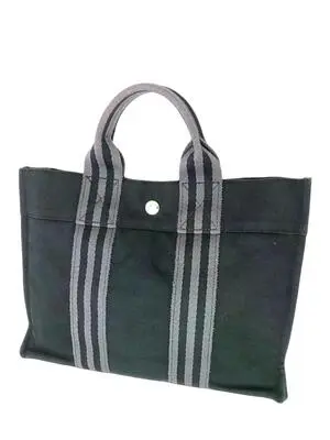Hermès 1990-2010 Canvas Fourre Tout Pm Tote Bag - Black