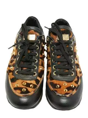 BALENCIAGA Balenciaga Leopard Print Studded Lace-Up Sneakers