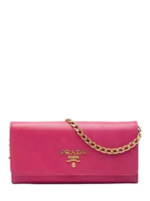 Prada Saffiano Lux Wallet On Chain Crossbody Bag - Pink
