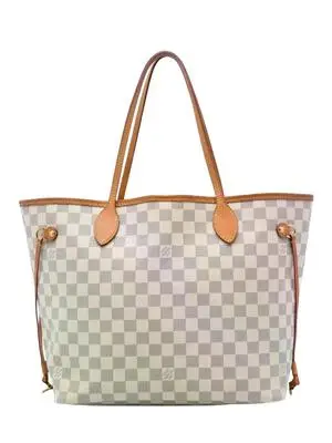 LOUIS VUITTON Damier Azur Neverfull Mm Tote Bag - White