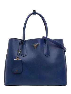 Prada Saffiano Cuir Double Satchel - Blue