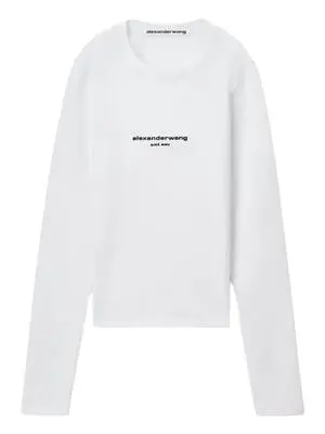 Alexander Wang Fitted Ls Tee W/ Logo Print - White