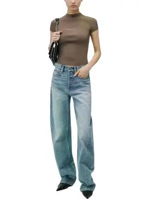 ALEXANDER WANG Ribbed-knit Jacquard-logo Top