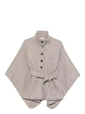 Liu Jo Logo Plaque Buttoned Cape Grey