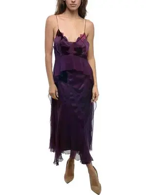 ALBERTA FERRETTI Velvet-applique Ruffled Dress