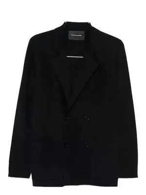 Tagliatore Double-breasted Knit Jacket - Blue