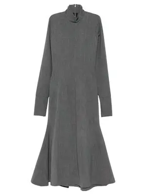 THELATEST High-neck Flared-hem Midi Dress - Grey