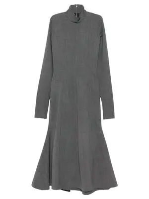 THELATEST High-neck Flared-hem Midi Dress - Grey