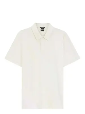 BOSS Geometric-jacquard Polo Shirt In Cotton - Neutrals