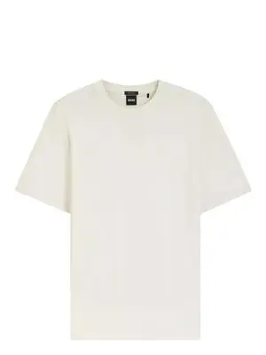 BOSS Geometric-jacquard T-shirt In Cotton - Neutrals