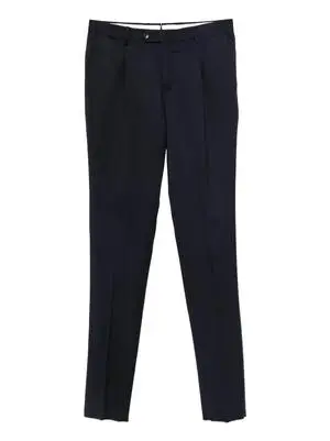 PT TORINO Navy Herringbone Pleated Trousers - Blue