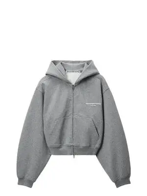 Alexander Wang Logo-print Zip-up Hoodie - Grey