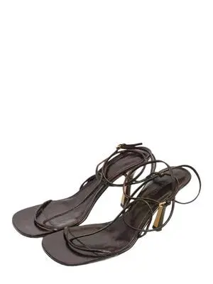 BOTTEGA VENETA Bottega Veneta Brown Leather Stretch Ankle Strap Sandals