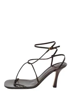 BOTTEGA VENETA Bottega Veneta Brown Leather Stretch Ankle Strap Sandals