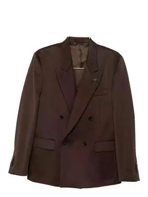 LARDINI Double-breasted Peak-lapel Jacket - Brown