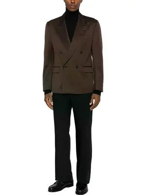 LARDINI Double-breasted Peak-lapel Jacket - Brown