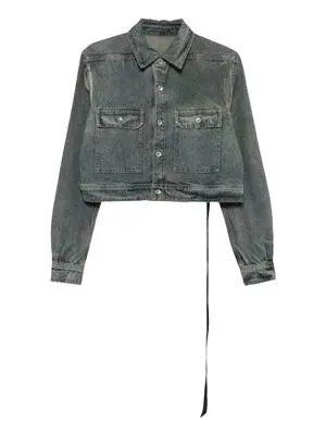 Rick Owens Cropped Cut-out Denim Jacket - Blue