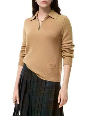 BURBERRY Long-sleeve Cashmere Polo Shirt