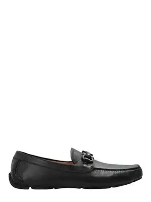 FERRAGAMO Gancini Ornament Driver Loafers - Black
