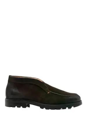 Santoni Round-toe Leather Loafers - Brown