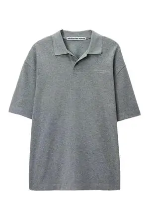 Alexander Wang Crystal-hotfix Short-sleeve Polo Shirt - Grey