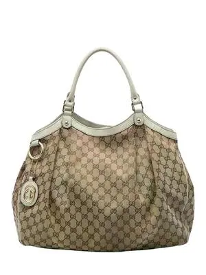 Gucci 2016-2026 Large Gg Canvas Sukey Tote Bag - White