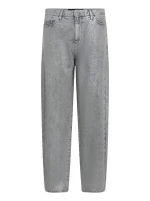 Karl Lagerfeld Coated Python Barrel Jeans - Grey