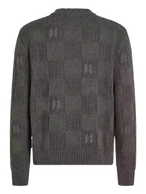 Karl Lagerfeld Monogram Checked Cotton Sweater - Grey