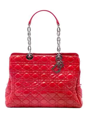 Dior Large Patent Cannage Lady Shopping Tote Bag - Red
