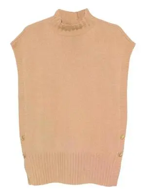 TWINSET High-neck Knitted Vest With Button Detail - Neutrals