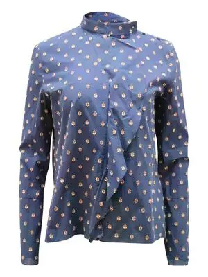 Derek Lam 10 Crosby Ruffle-trimmed Embroidered Blouse - Blue