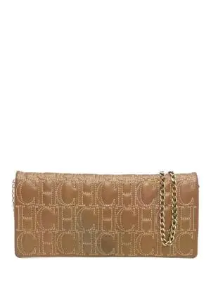 Carolina Herrera Monogram Chain Clutch Bag - Brown