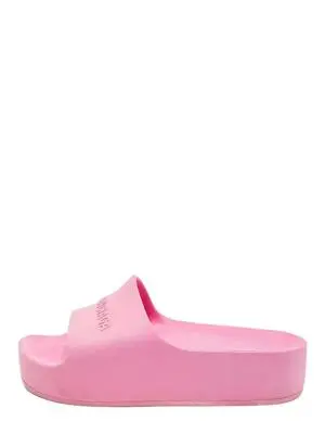 Balenciaga Balenciaga Pink Rubber Embossed Logo Chunky Platform Pool Slides Pink