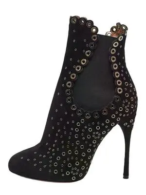 ALAÏA Alaïa Black Laser-Cut Stiletto Ankle Boots