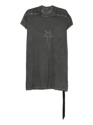 Rick Owens Tower Rick Jumbo Sl T In Faded /silver Stonewashed Cotton Gauze Jersey - Black
