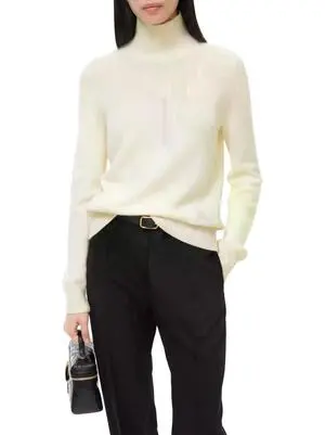 Burberry Cashmere Turtleneck Sweater With Knight Motif - Neutrals