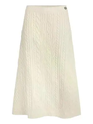 Karl Lagerfeld Karl Lagerfeld Wool-Blend Cable Knit Midi Skirt Neutrals