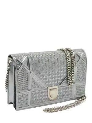 Dior 2017 Diorama Leather Clutch Bag Silver