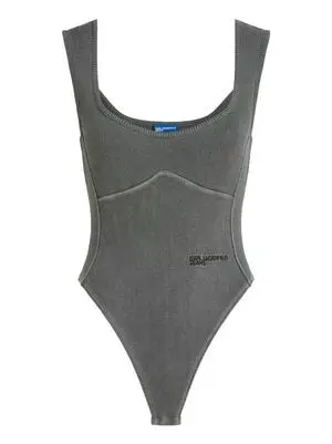 Karl Lagerfeld Ribbed Knit Bodysuit - Grey
