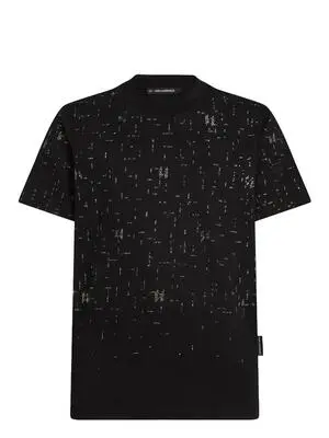 Karl Lagerfeld Rhinestone-embellished Monogram Cotton T-shirt - Black