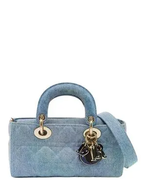 DIOR Christian Dior Small Lady D-Joy Cannage Denim Tote Bag