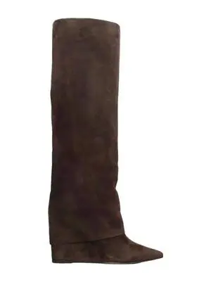 THE SELLER Foldover Wedge Boots - Brown