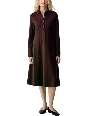 Marc O'polo Long-sleeved Midi Shirt Dress - Brown